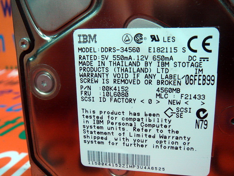 IBM Hard Drive DDRS-34560 / 00K4152 4.5GB / 80PIN - PLC DCS SERVO ...