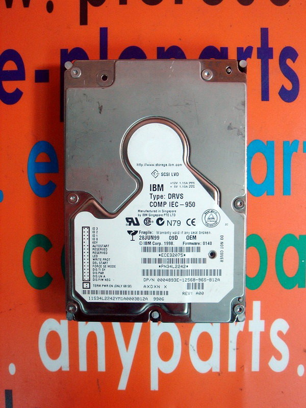 IBM Hard Drive DRVS COMP IEC-950 / 34L2242 9.1GB / 10000RPM / 80PIN ...