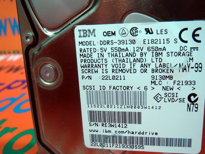 IBM Hard Drive DDRS-39130 / 22L0211 9.1GB / 68PIN - 裕益科技自動化設備可程式編碼器PLC ...