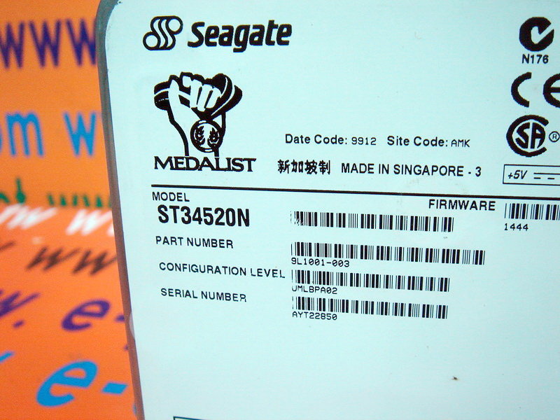 Seagate Hard Drive ST34520N 4.55GB / 50PIN - PLC DCS SERVO Control ...