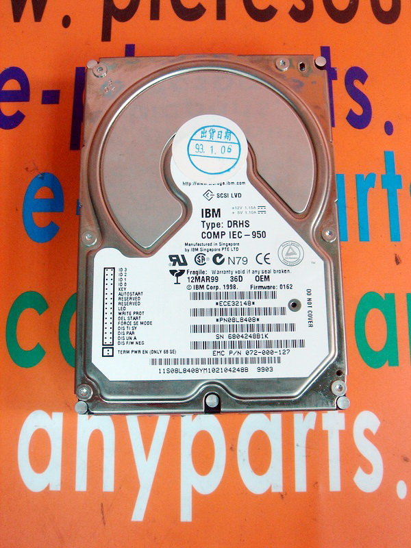IBM Hard Drive DRHS COMP IEC-950 / 08L8408 36GB / 80PIN - 裕益科技自動化設備可程式 ...