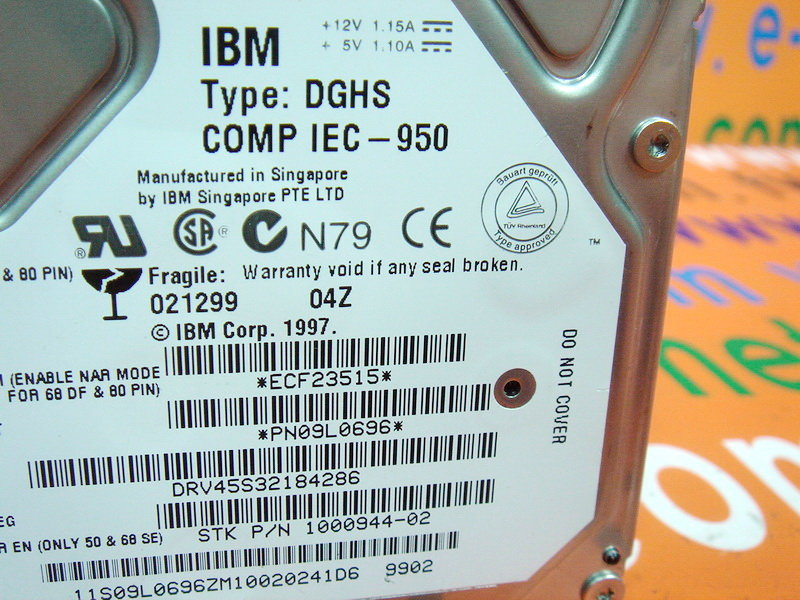IBM Hard Drive DGHS COMP IEC-950 / 09L0696 4.5GB / 50PIN - 裕益科技自動化設備可程式 ...