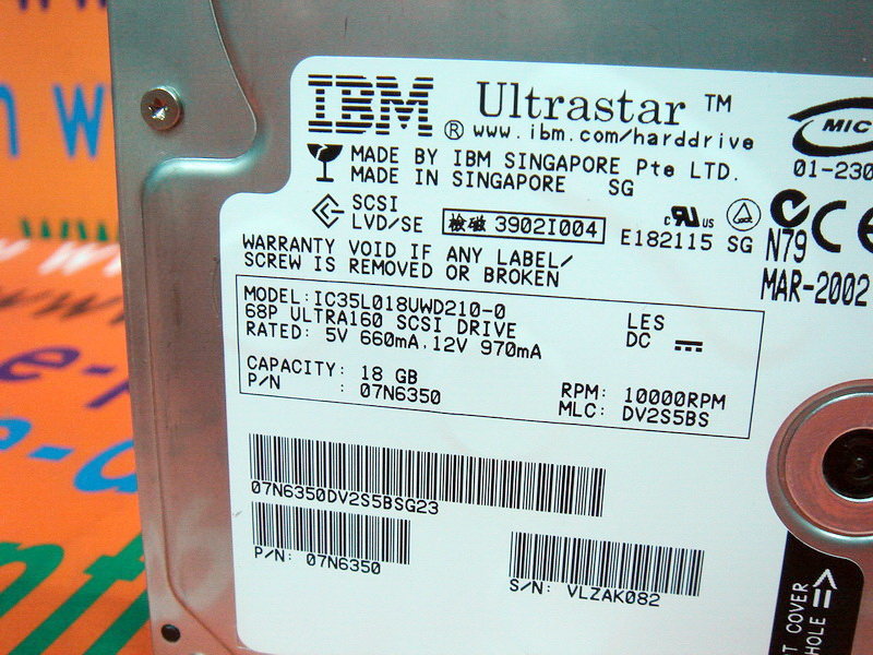IBM Hard Drive IC35L018UWD210-0 / 07N6350 18GB / 68PIN / 10000RPM - PLC ...