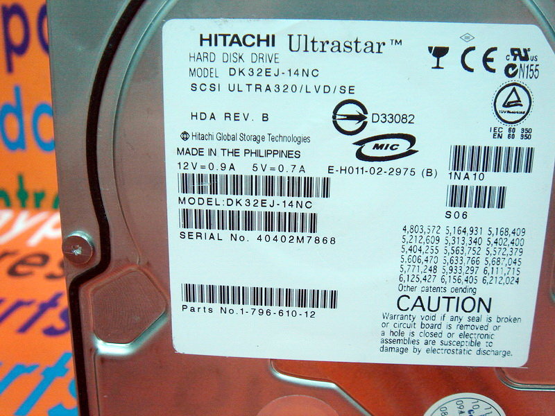 HITACHI Hard Drive DK32EJ-14NC / 1-796-610-12 146GB / 10000RPM / 80PIN ...