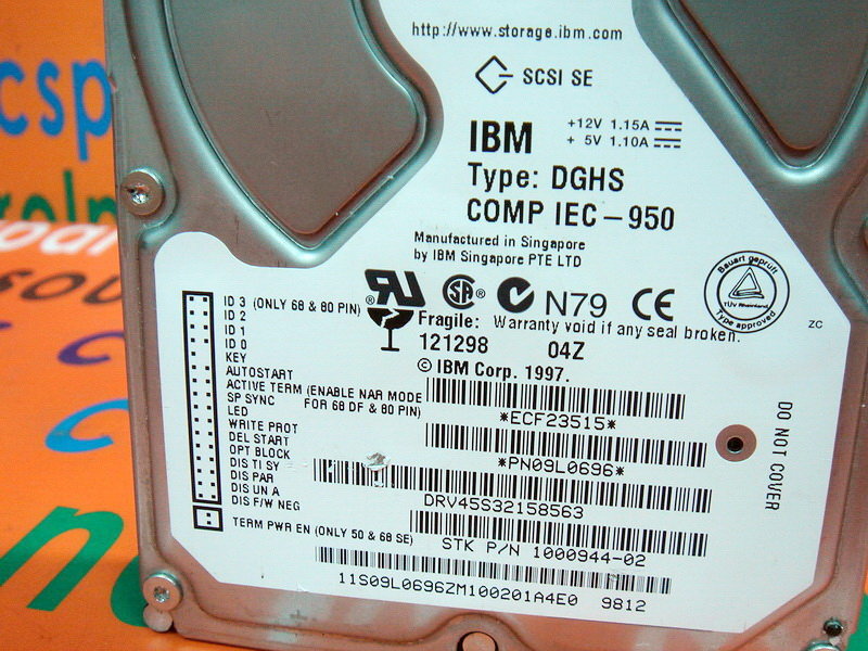 IBM Hard Drive DGHS COMP IEC-950 / 09L0696 4.3GB / 7200RPM / 50PIN ...