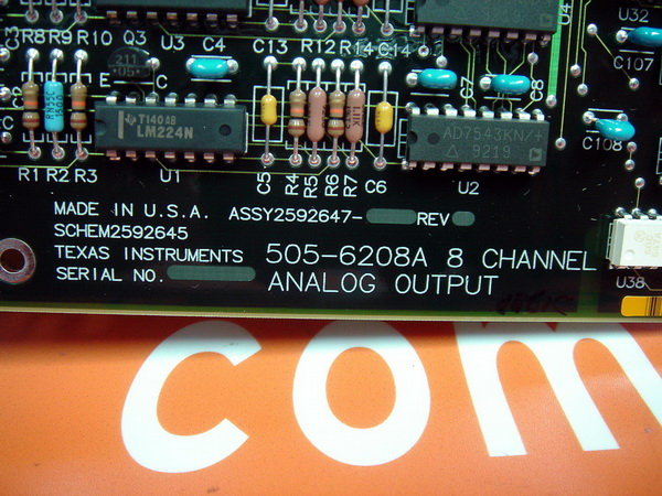 Texas Instruments / SIEMENS PLC TI 505-6208A 8 CHANNEL ANALOG OUTPUT ...