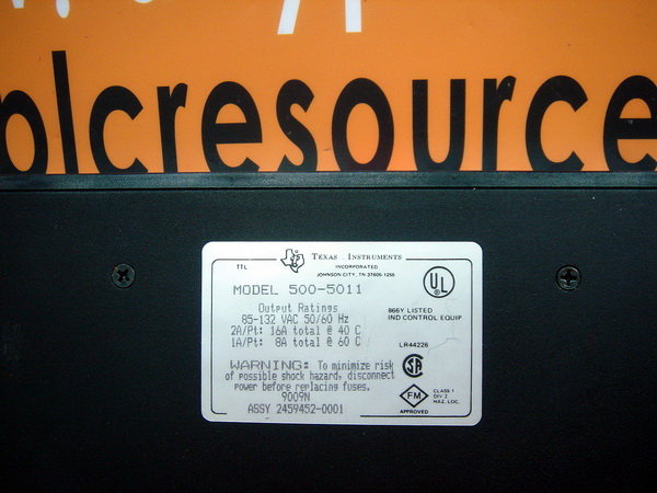 Texas Instruments / SIEMENS PLC TI 500-5011 Output Ratings 85-132 VAC ...