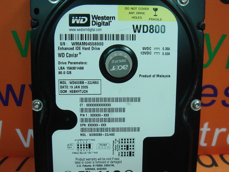 WESTERN DIGITAL WD800BB-22JHA0 80GB IDE - 裕益科技自動化設備可程式編碼器PLC分散式控制系統DCS