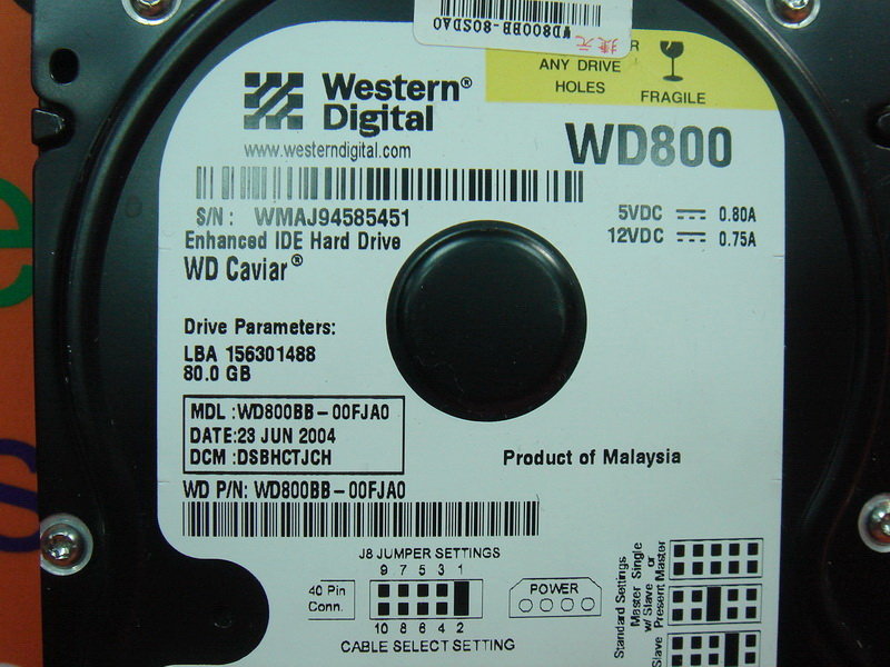 WESTERN DIGITAL WD800BB-00FJA0 80GB IDE - PLC DCS SERVO Control MOTOR ...