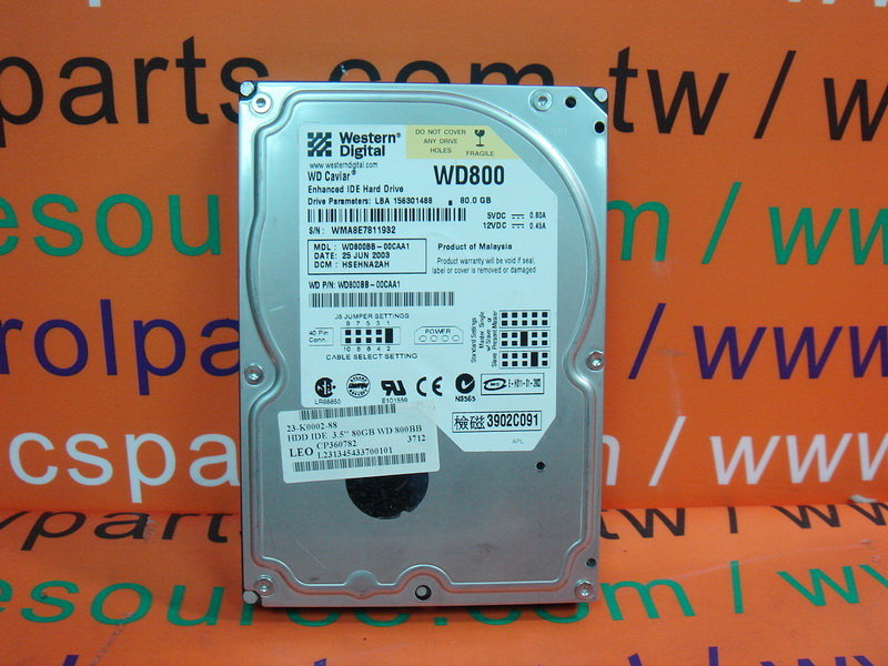 WESTERN DIGITAL WD800BB-00CAA1 80GB IDE - 裕益科技自動化設備可程式編碼器PLC分散式控制系統DCS