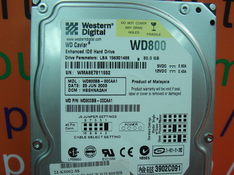 WESTERN DIGITAL WD800BB-00CAA1 80GB IDE - 裕益科技自動化設備可程式編碼器PLC分散式控制系統DCS