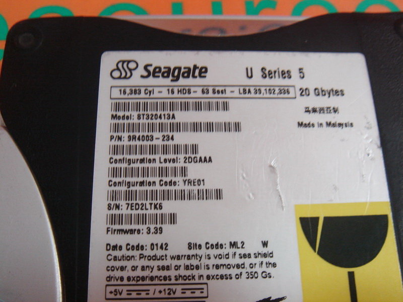SEAGATE ST320413A 20GB IDE - 裕益科技自動化設備可程式編碼器PLC分散式控制系統DCS