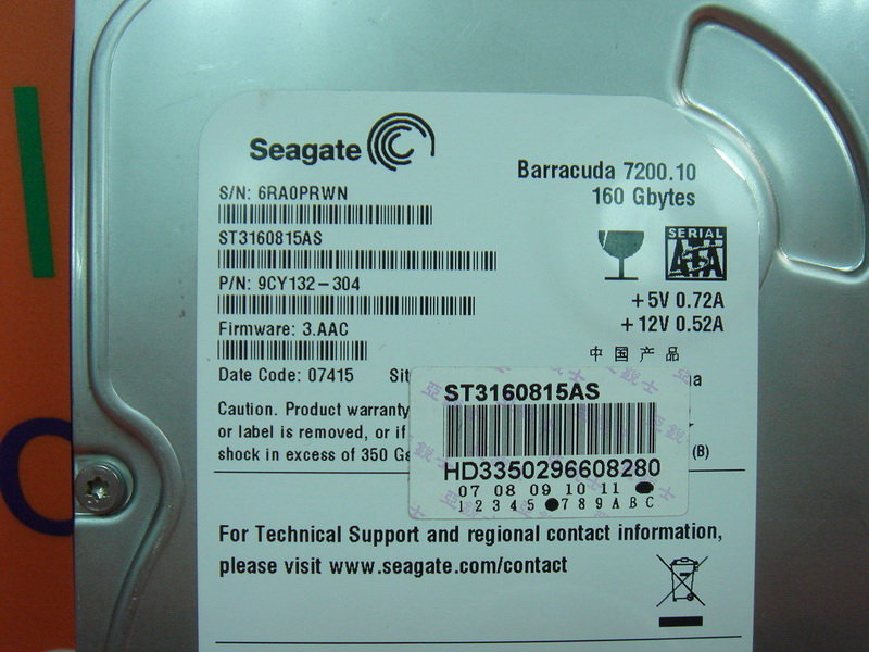 SEAGATE ST3160815AS 160GB SATA - 裕益科技自動化設備可程式編碼器PLC分散式控制系統DCS