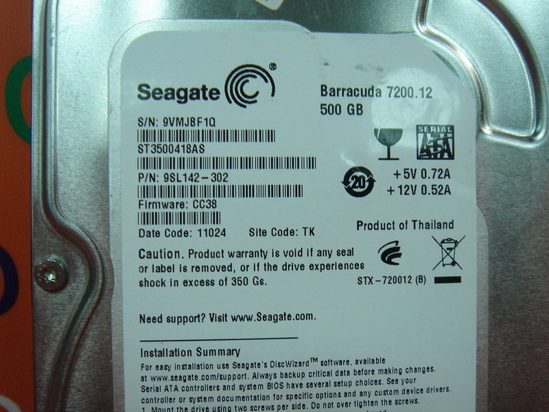 SEAGATE ST3500418AS 500GB SATA - 裕益科技自動化設備可程式編碼器PLC分散式控制系統DCS