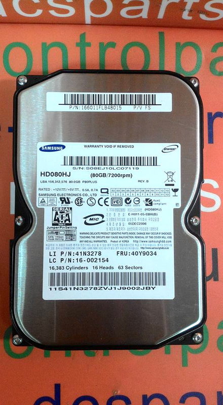 SAMSUNG HD080HJ 80GB Hard Drive - 裕益科技自動化設備可程式編碼器PLC分散式控制系統DCS