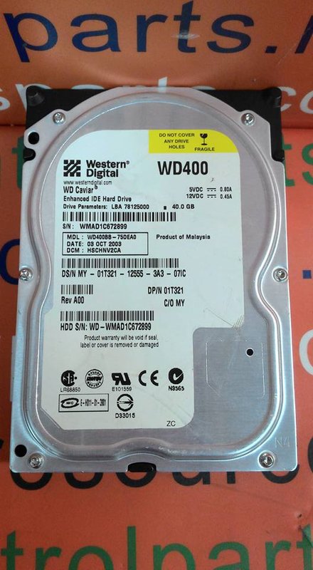 Western Digital WD400BB-75DEA0 IDE 3.5 40GB HDD - 裕益科技自動化設備可程式編碼器PLC分散式 ...