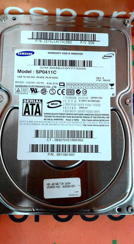 SAMSUNG SP4011C SATA 40GB Hard Drive - 裕益科技自動化設備可程式編碼器PLC分散式控制系統DCS