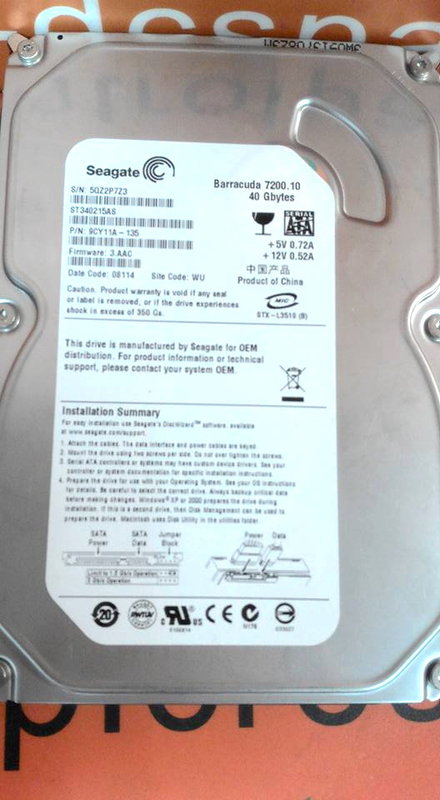 Seagate ST340215AS SATA 40GB Hard Drive - 裕益科技自動化設備可程式編碼器PLC分散式控制系統DCS