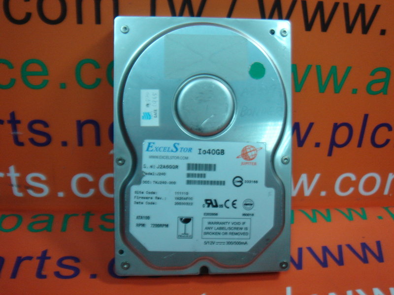 EXCELSTOR J240 IDE 40GB Hard Disk Drive - 裕益科技自動化設備可程式編碼器PLC分散式控制系統DCS