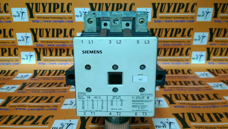SIEMENS 3TF52 MAGNETIC CONTACTOR 3 PHASE 600V 3POLE - PLC DCS SERVO ...