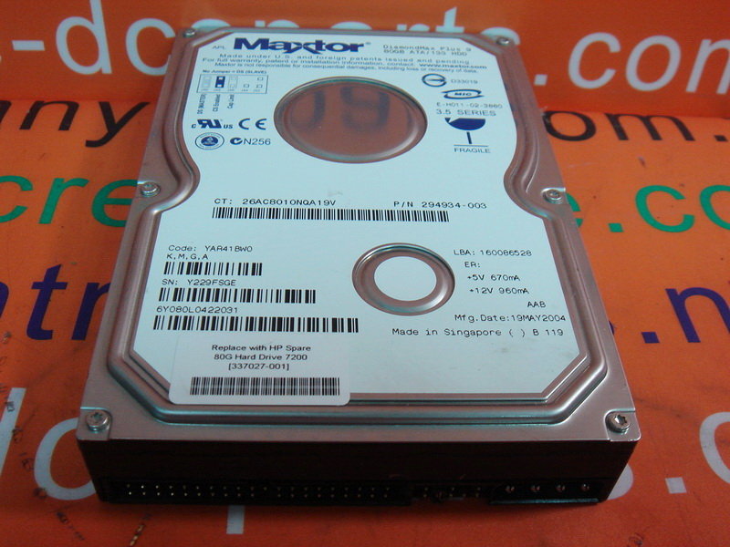 MAXTOR YAR41BWO / 160086528 80GB IDE - 裕益科技自動化設備可程式編碼器PLC分散式控制系統DCS
