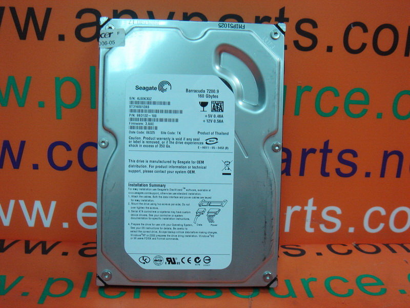 SEAGATE ST3160812AS 160GB SATA - 裕益科技自動化設備可程式編碼器PLC分散式控制系統DCS